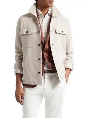 Eleventy Boiled Wool Overshirt - Sand