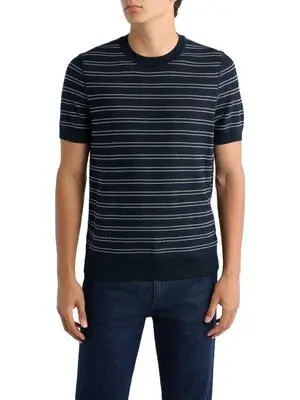 BOSS H-nalon Textured Cotton & Lyocell Top - Dark Blue