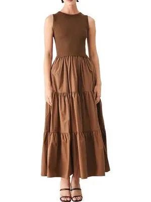 FREEMARKET Mixed Media Maxi Dress - Brown