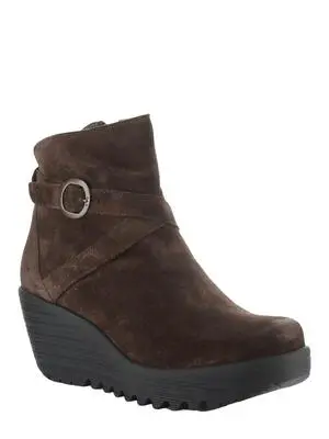 Fly London Loik Platform Wedge Bootie - Espresso