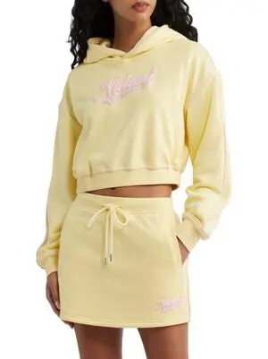 KULANI KINIS Puff Paint Cropped Hoodie - Custard Cloud