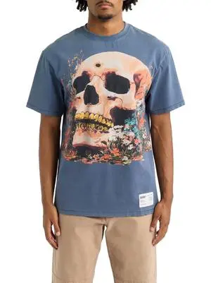 MEMORY LANE Bloom Relic Oversize Cotton Graphic T-shirt - Navy