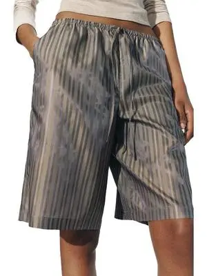 REFORMATION Sandy Striped Shorts - Graphite