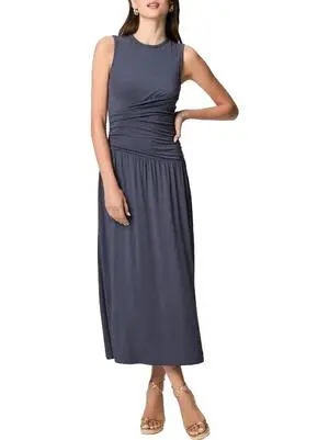 Paige PAIGE Sleeveless Ruched Midi Dress Pacificblu