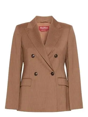 Max Mara Plain-weave Wool Double-breasted Jacket - Camel
