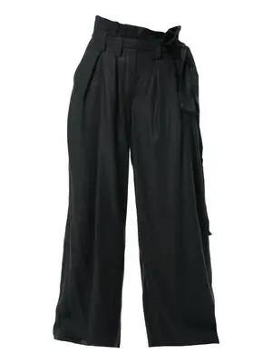 METAMORPHOZA Paperbag High Waist Trousers With Linen In Black