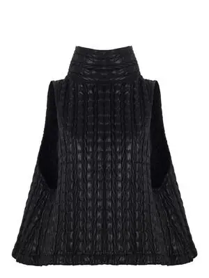MIRIMALIST Puff Sleeveless Vest Coat - Black