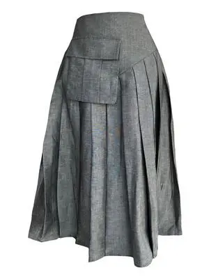 MIRIMALIST Pleated Midi Skirt - Grey