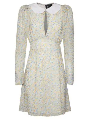 SVETA MILANO Floral Dress With Embroidered Collar - White