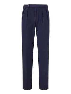 Polo Ralph Lauren Pleated Stretch Cotton Trousers - Blue