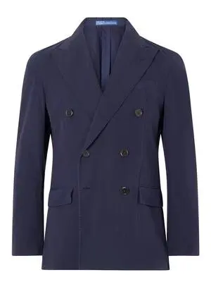 Polo Ralph Lauren Double-breasted Cotton-canvas Suit Jacket - Blue