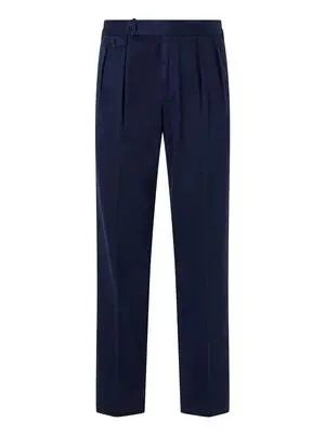 Polo Ralph Lauren Pleated Cotton-blend Trousers - Blue