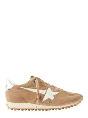 GOLDEN GOOSE Marathon Suede Sneakers With Metallic Trim - Brown