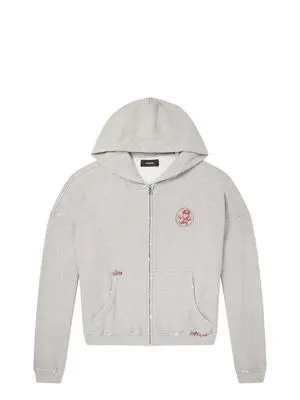 NAHMIAS Logo-print Cotton-jersey Zip-up Hoodie - Gray