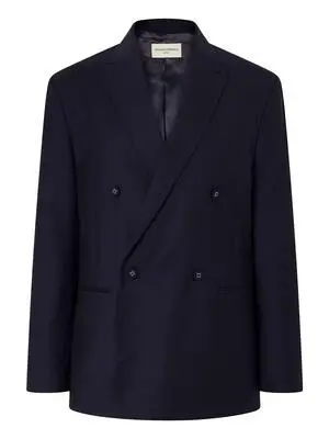 Officine Générale Merrick Wool, Cashmere And Silk-blend Double-breasted Suit Jacket - Navy
