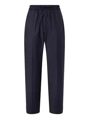 Officine Générale Nilson Straight-leg Trousers In Wool, Cashmere, And Silk Blend - Blue