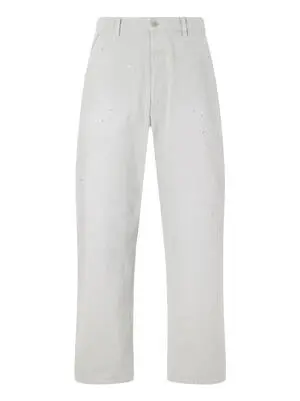 MAISON MARGIELA Wide-leg Paint-splattered Cotton-canvas Trousers - Gray