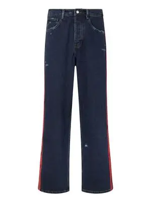 NAHMIAS Destroyed Wide-leg Striped Jeans - Blue