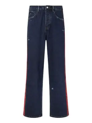 NAHMIAS Destroyed Wide-leg Striped Jeans - Navy
