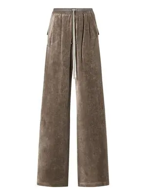 Rick Owens Bela Wide-leg Drawstring Velour Trousers - Neutrals