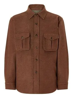 Caruso Puppytooth Wool-blend Overshirt - Neutrals
