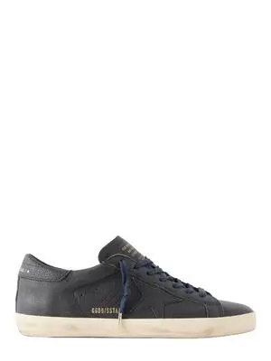 GOLDEN GOOSE Super-star Distressed Leather Sneakers - Blue