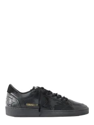 GOLDEN GOOSE Ball Star Distressed Suede-trimmed Leather Sneakers - Black