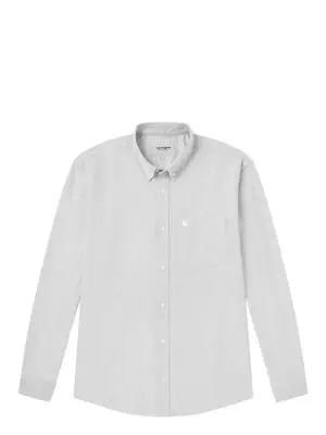 Carhartt Work In Progress Button-down Collar Logo-embroidered Cotton Oxford Shirt - Gray