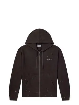 Carhartt Work In Progress Cotton-jersey Zip-up Hoodie - Brown