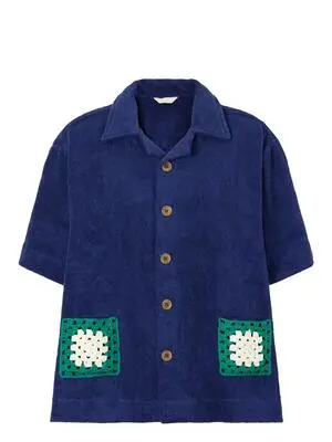 TERRY PUESTO Terry Puesto Boxy Crochet-Trimmed Organic Cotton-Terry Shirt
