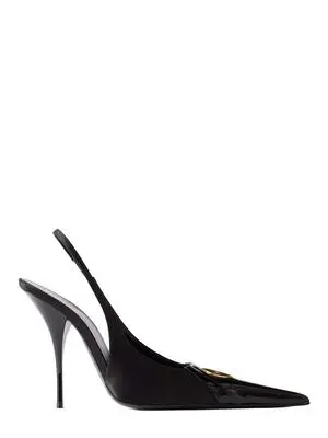 Saint Laurent Embellished Patent-leather Slingback Pumps - Black