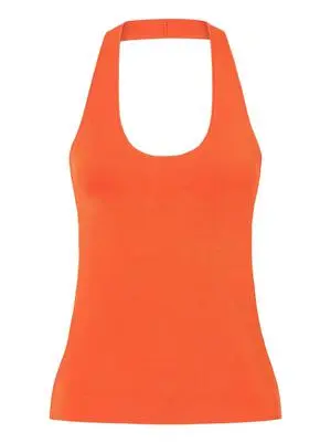 Theory Halterneck Ribbed Tank - Orange