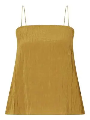 Tibi Crinkle Charmeuse Tank - Mustard
