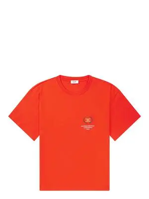 Celine Triomphe-embroidered Cotton-jersey T-shirt - Red