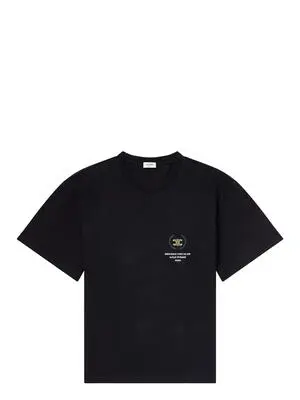 Celine Triomphe-embroidered Cotton-jersey T-shirt - Black