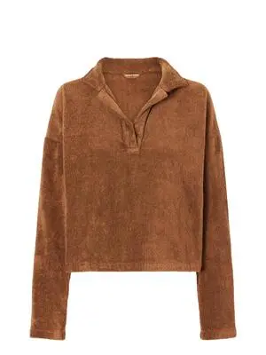 TERRY PUESTO Estate Cropped Organic Cotton Terry Sweatshirt - Brown