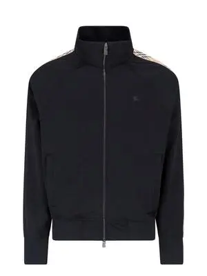 Burberry Check" Sweatshirt With High Collar And Zip Closure - Black