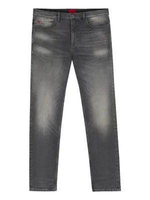 Hugo Slim-fit Black Jeans In Stretch Cotton - Silver