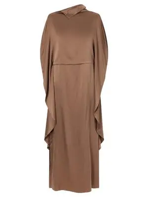 RUOHAN Ikra Cape-effect Draped Silk Maxi Dress - Brown