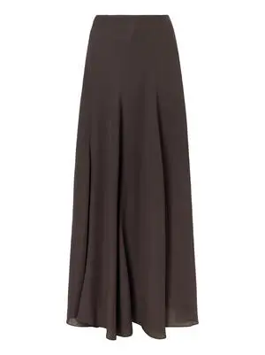 RUOHAN Aeris Pleated Silk-crepe Midi Skirt - Brown
