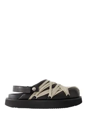 Rick Owens Megalace Platform Leather Mules - Black