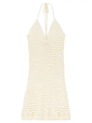 TERRY PUESTO Cece Halterneck Crocheted Organic-cotton Midi Dress - Cream