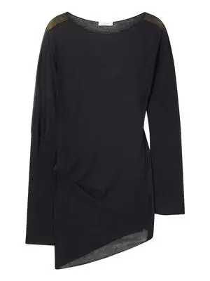 RUOHAN Asymmetric Gathered Cotton-gauze Blouse - Black