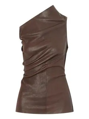 Rick Owens Athena One-shoulder Leather And Cotton-blend Tank - Metallic