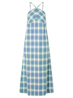 Rosie Assoulin Call Me Maybe" Checked Cotton Maxi Dress - Green