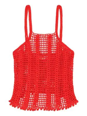 TERRY PUESTO Crocheted Organic Cotton Tank - Red