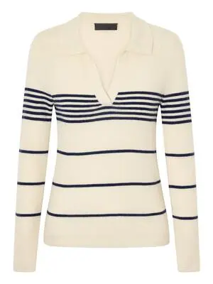 NILI LOTAN Lucille Striped Cashmere Polo Sweater - Neutrals