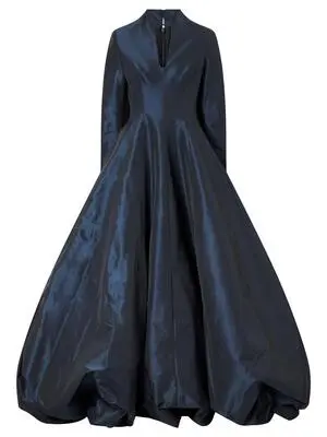 MARMAR HALIM Pleated Taffeta Gown - Navy