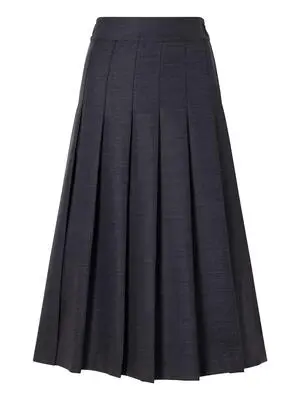 RÓHE Pleated Wool-blend Midi Skirt - Gray