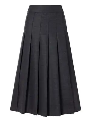 RÓHE Pleated Wool-blend Midi Skirt - Gray